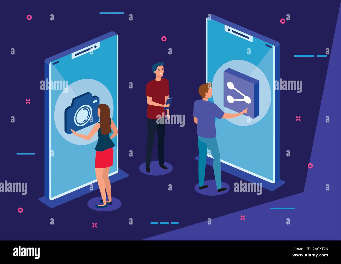 Isometric smartphones and people vector design Stock Vector Image & Art ...