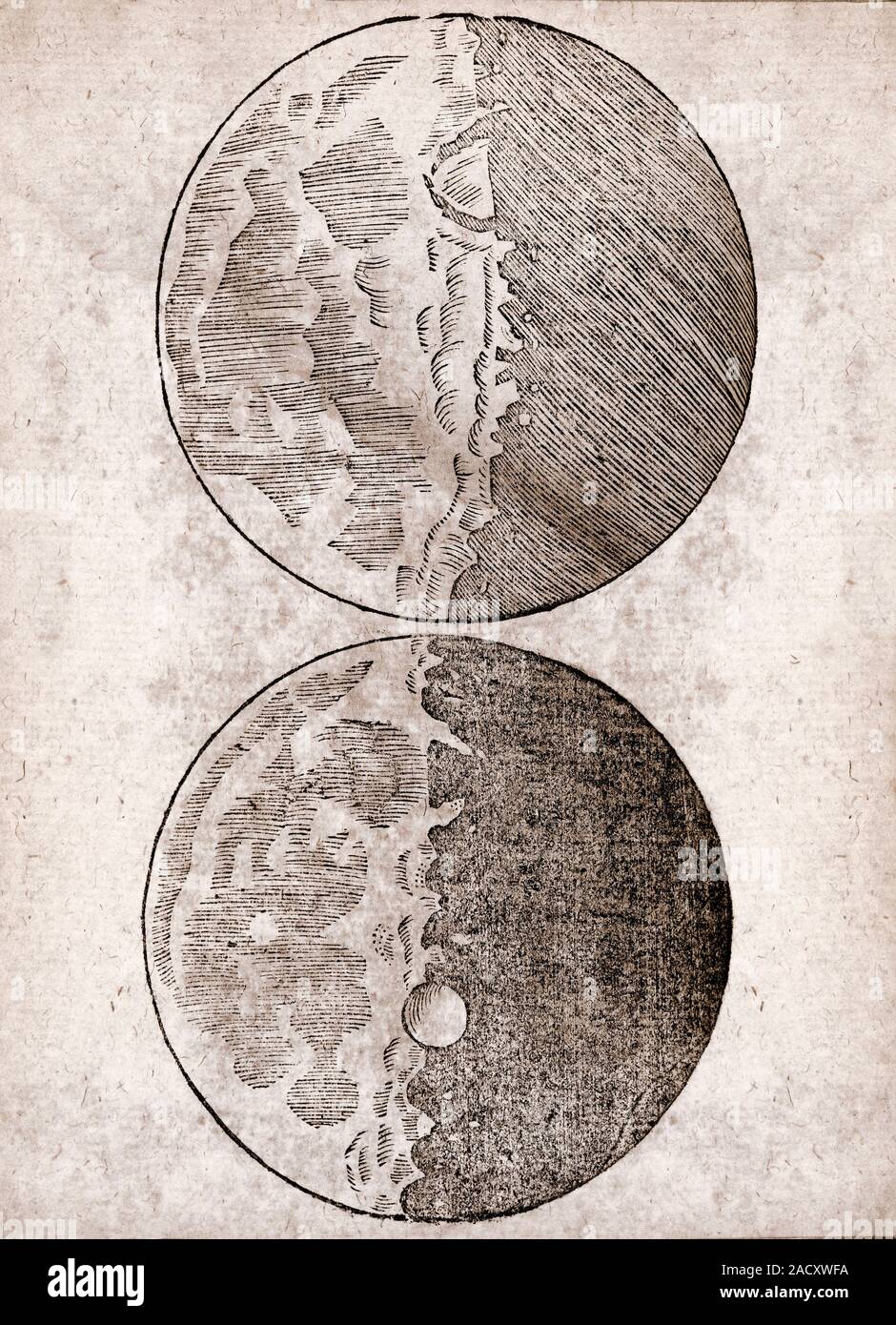 Galileo's Moon observations. Sketches of the Moon made in 1610 by the ...