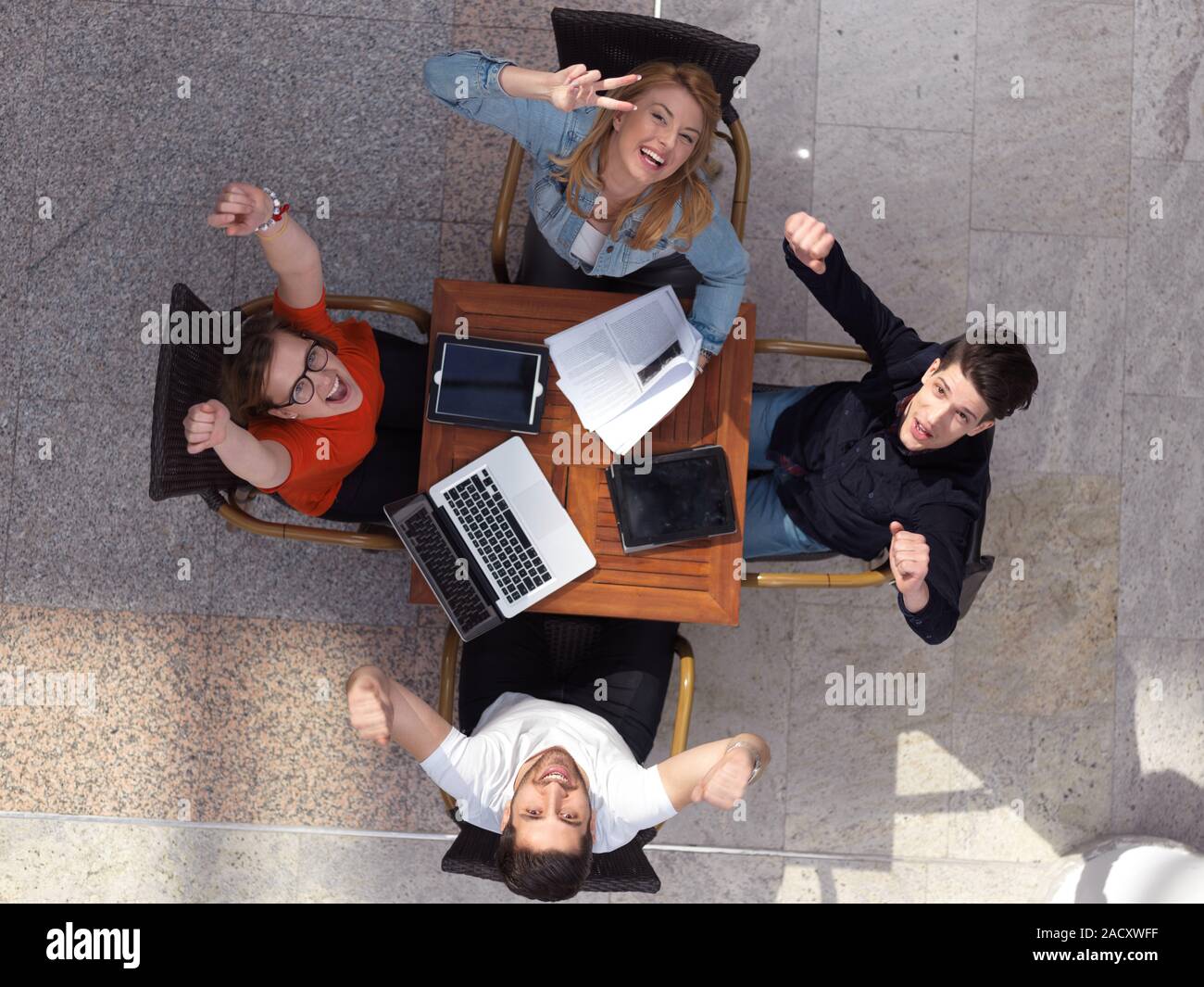 students group working on school project together Stock Photo - Alamy