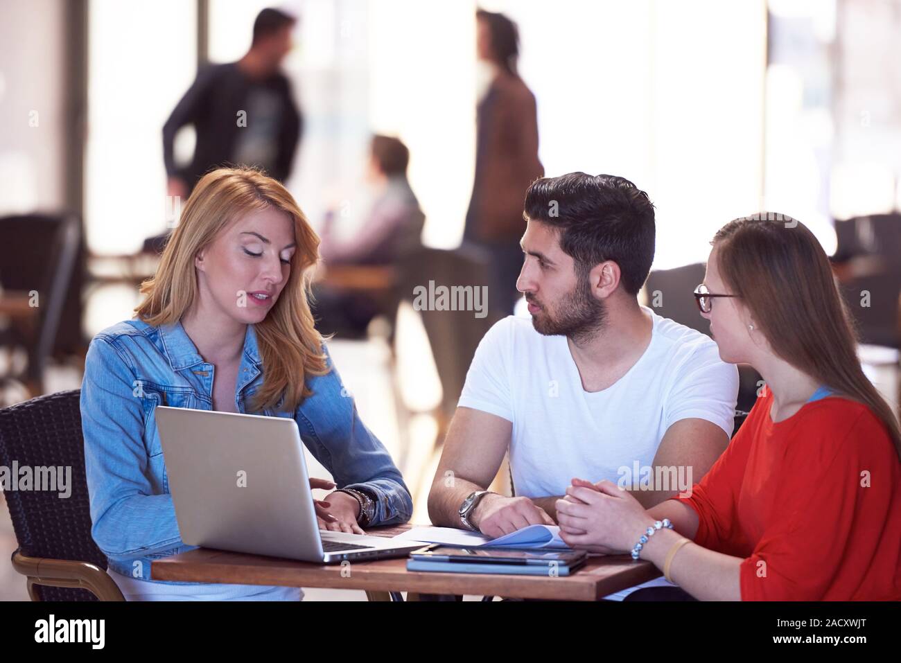 students group working on school project together Stock Photo - Alamy