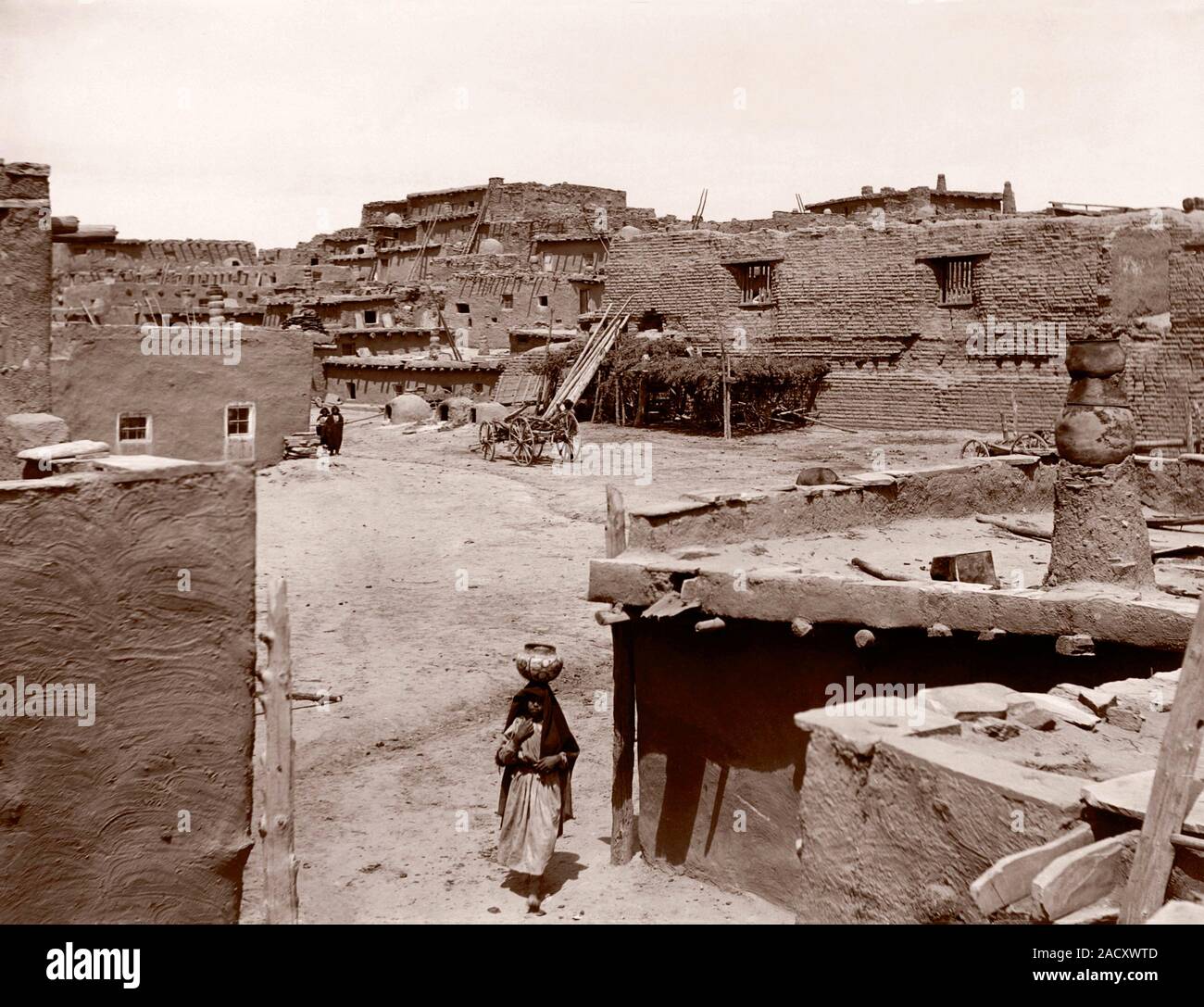 Zuni pueblo, New Mexico, USA, in 1897. This town is inhabited by the ...