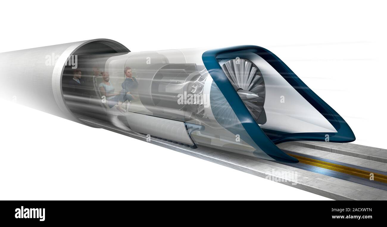 Hyperloop transport. Artwork of a planned high-speed transportation ...