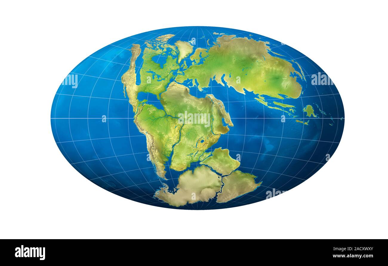 Continents 150 Million Years Ago Elliptical Projection Of The Earths Continents As They