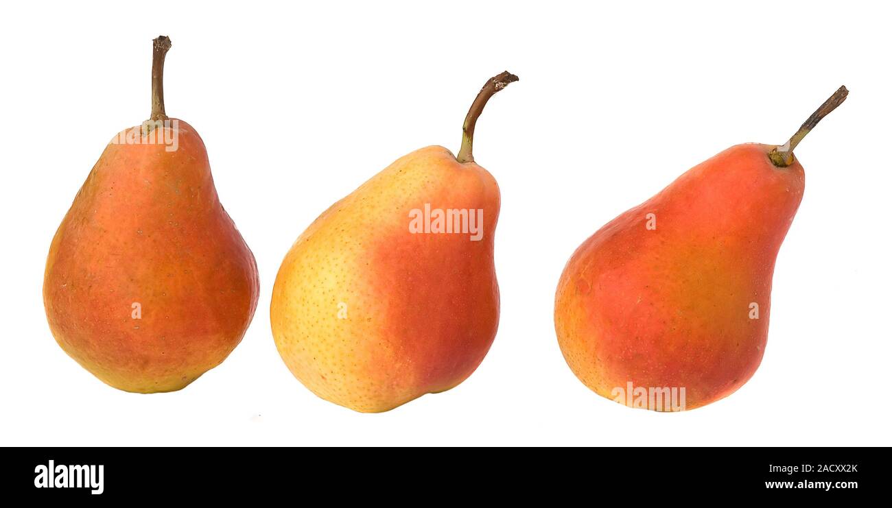 Three pears isolated on white background Stock Photo - Alamy