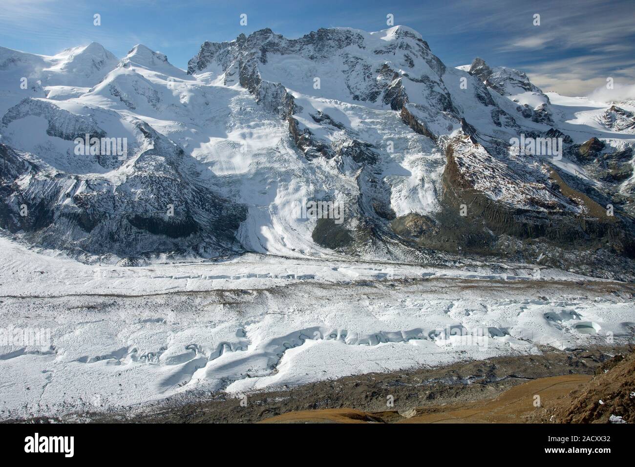 Gorner glacier. View across the surface of the Gorner glacier (centre ...