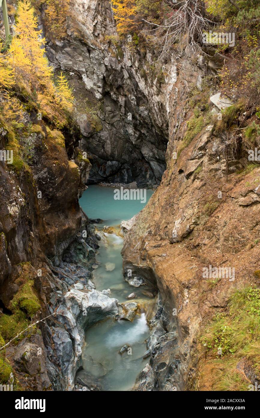 Gorner Gorge. The Gorner Gorge, or Gornerschlucht, is a narrow post ice ...