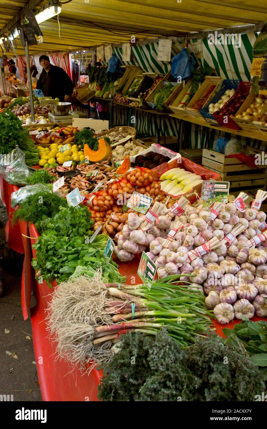 Fruit and vegetable market. Photographed at Bastille, Paris, France ...