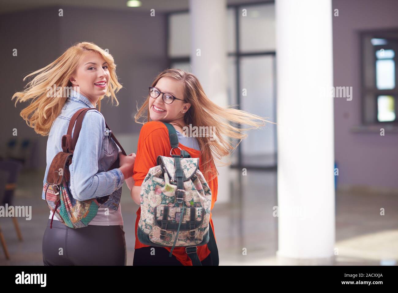 happy student girls Stock Photo - Alamy