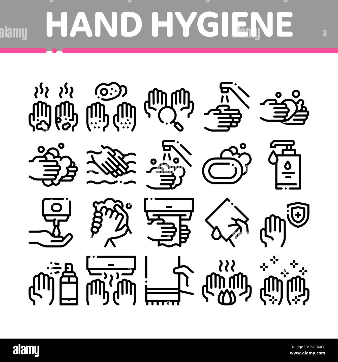 Hand Healthy Hygiene Collection Icons Set Vector Stock Vector Image ...