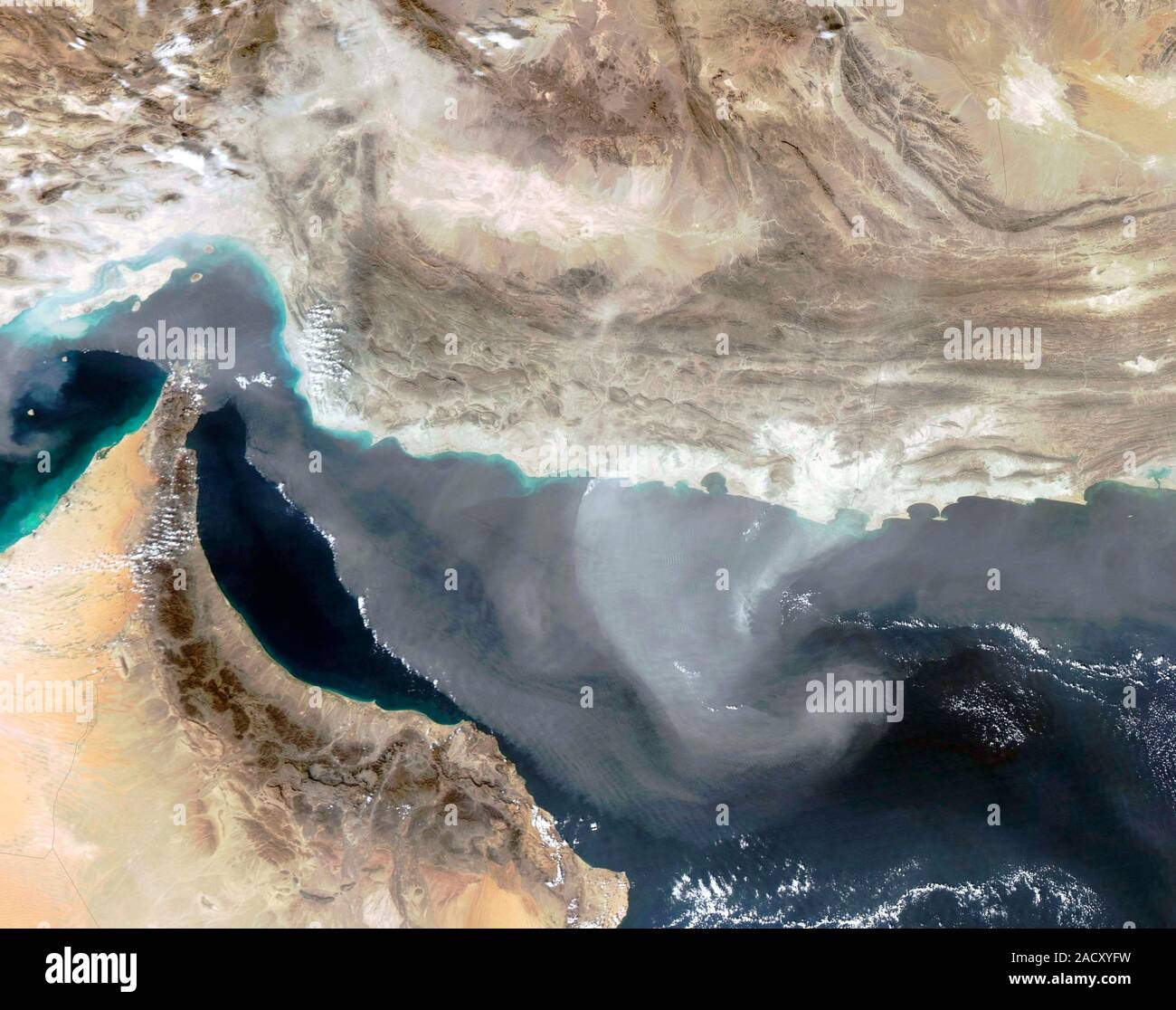 Dust storm over Iran, satellite image. Here, the dust picked up by the ...