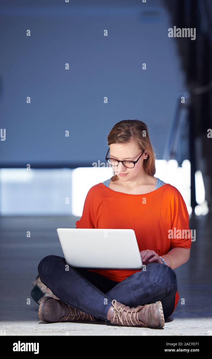 student girl with laptop computer Stock Photo - Alamy