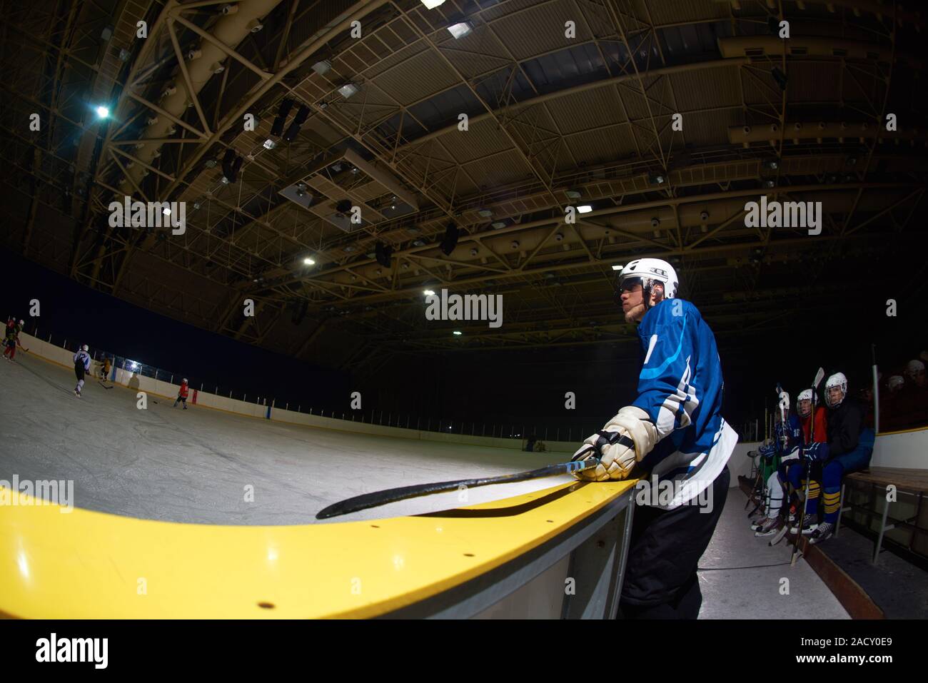 ice hockey players on bench Stock Photo - Alamy