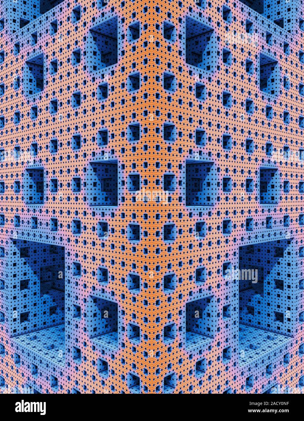 Computer illustration of a Menger Sponge exterior. The Menger sponge ...