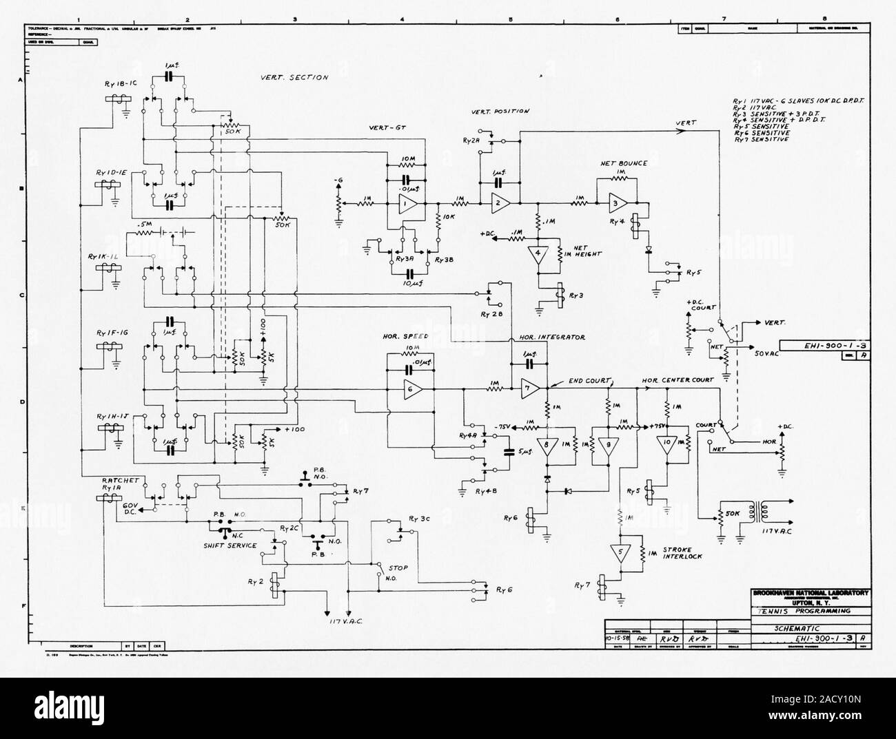 Tennis for Two. Circuit diagram for a pioneering 1950s video game ...