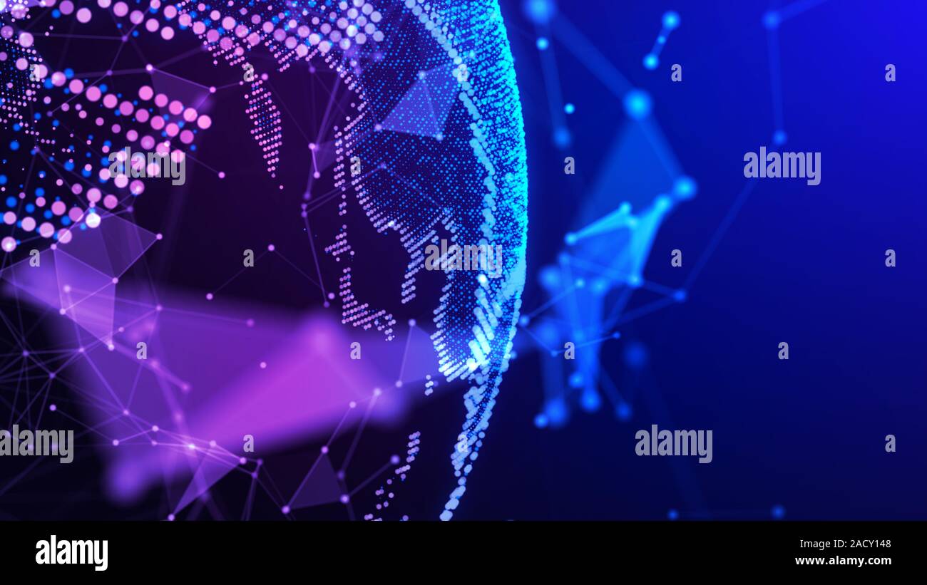 Connection lines Around Earth Globe. Background with Light Effect ...