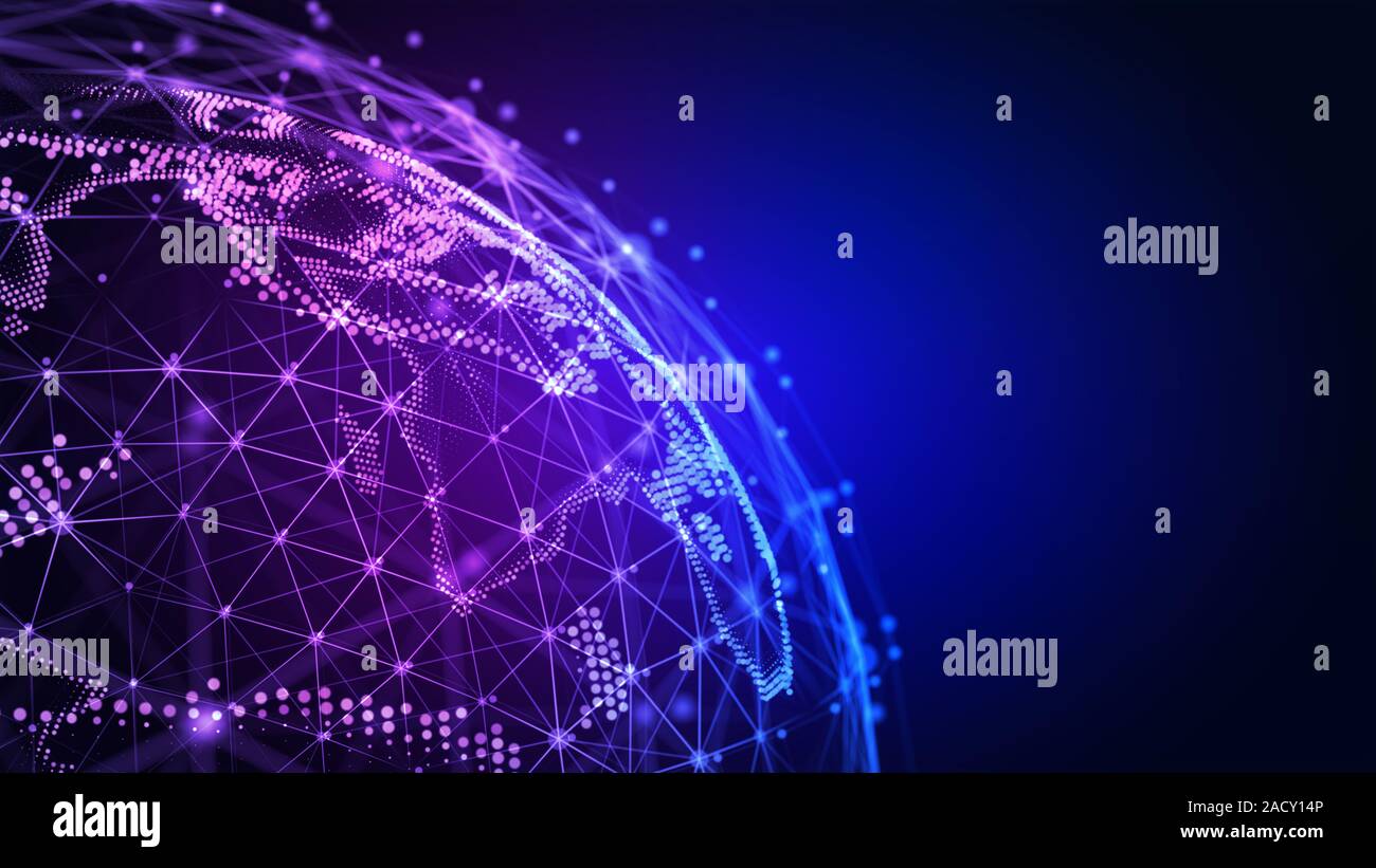 Connection lines Around Earth Globe. Background with Light Effect ...