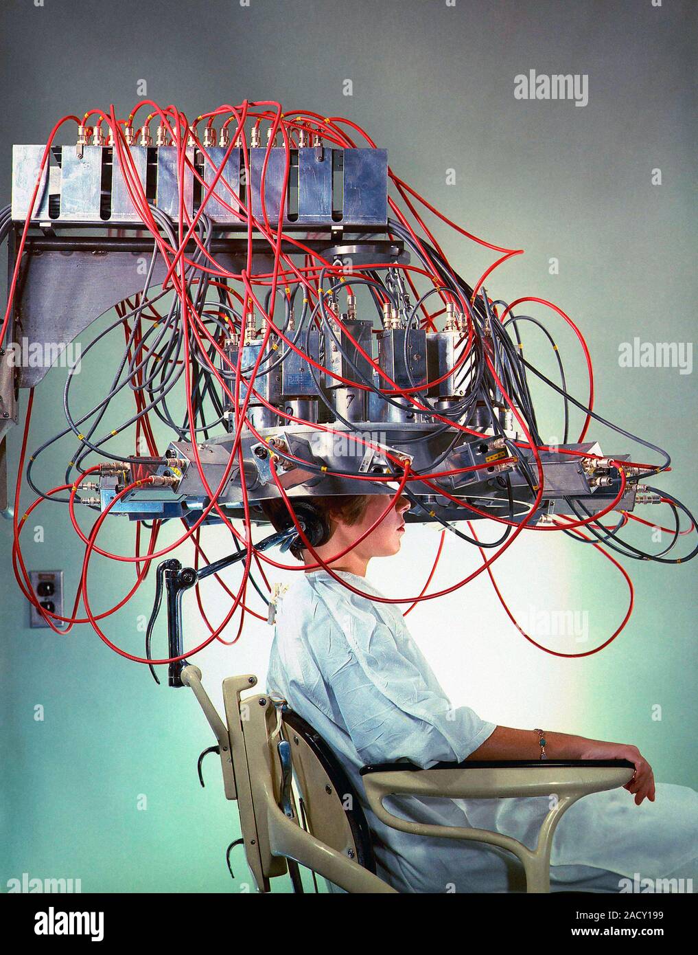 Early PET brain imaging research. Equipment used in the 1960s in an ...