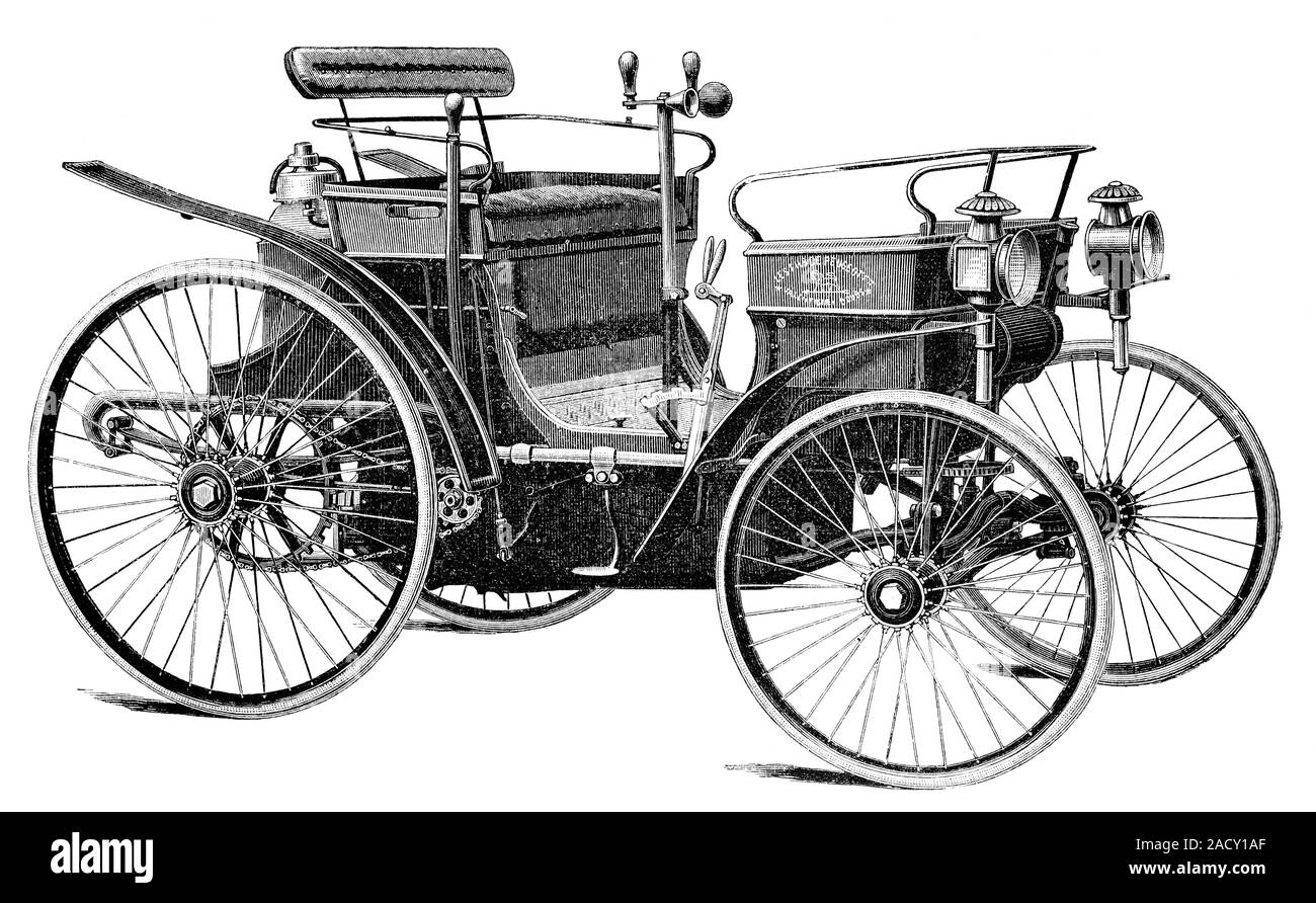 Peugeot Phaeton automobile, 19th-century artwork. This 1894 model ...