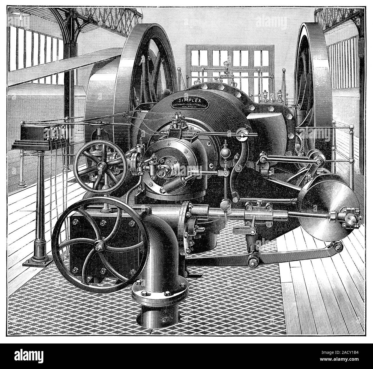 Industrial gas engine, 19th-century artwork. This was among the largest ...