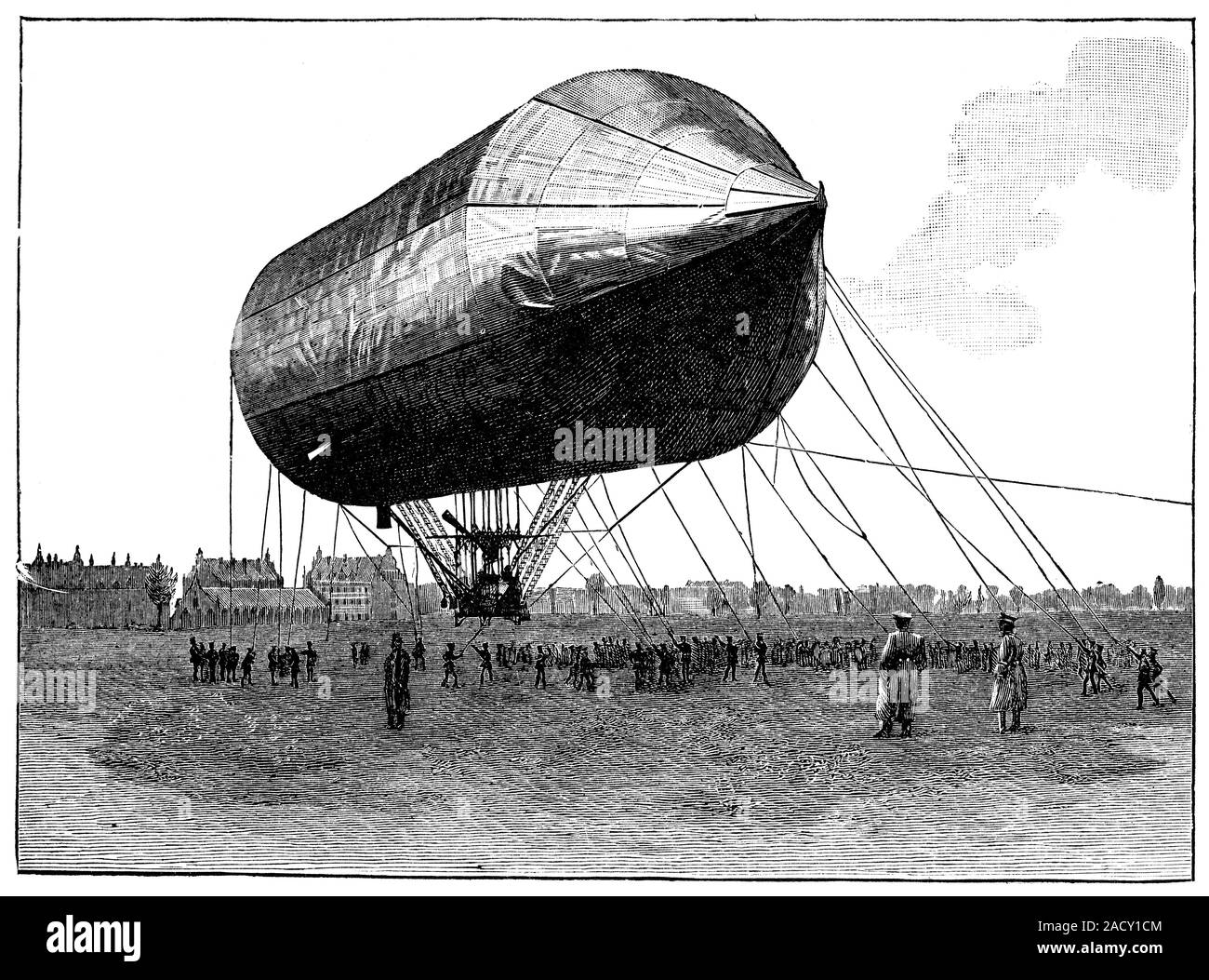German military airship, 19th-century artwork. There were many attempts ...