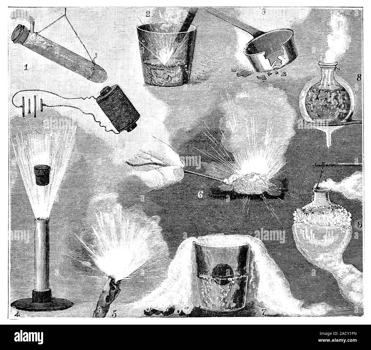 Liquid air experiments. 19th-century artwork of experiments carried out ...