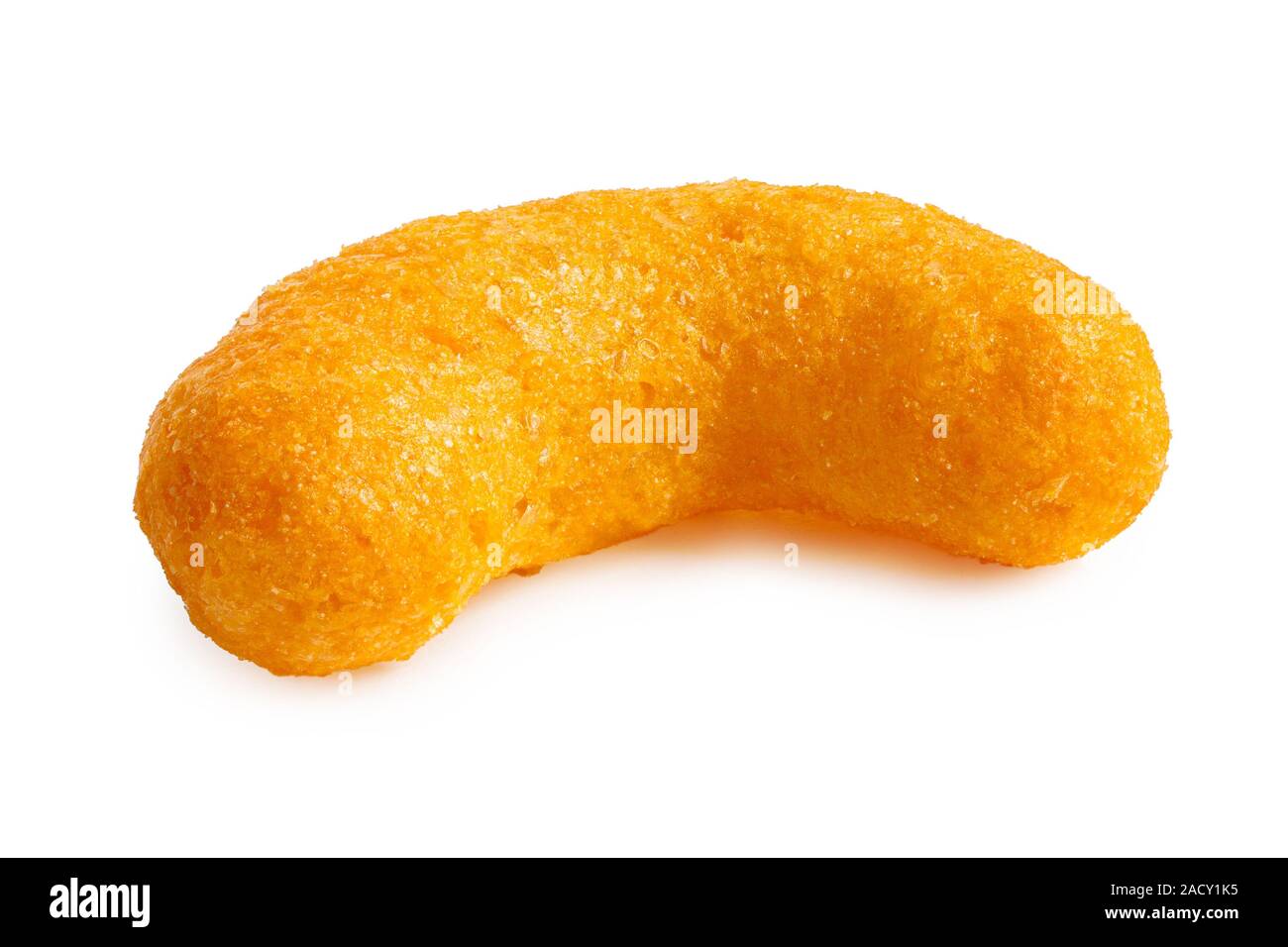 Single extruded cheese puff isolated on white Stock Photo - Alamy