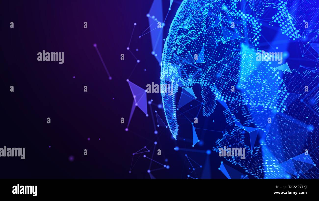 Connection lines Around Earth Globe. Background with Light Effect ...