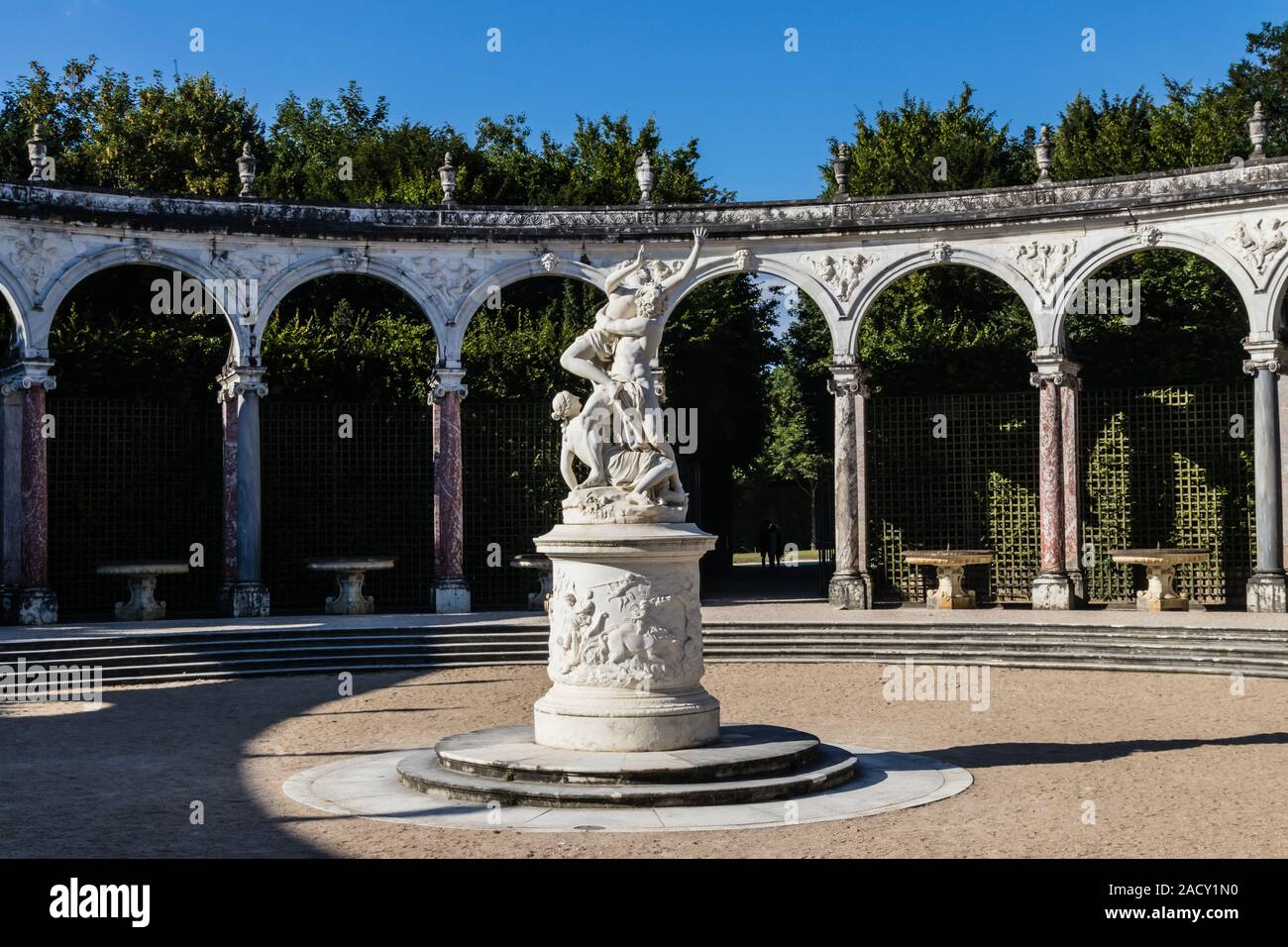 The grove of the Colonnade in the Palace of Versailles gardens Stock ...
