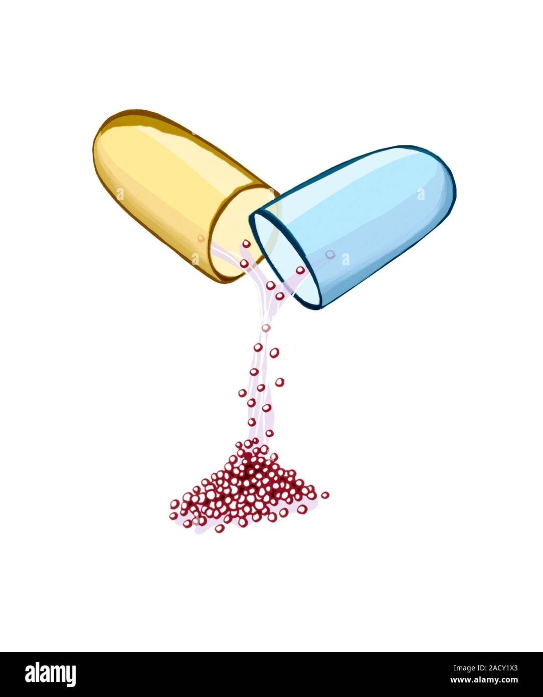 Opened drug capsule, artwork Stock Photo - Alamy