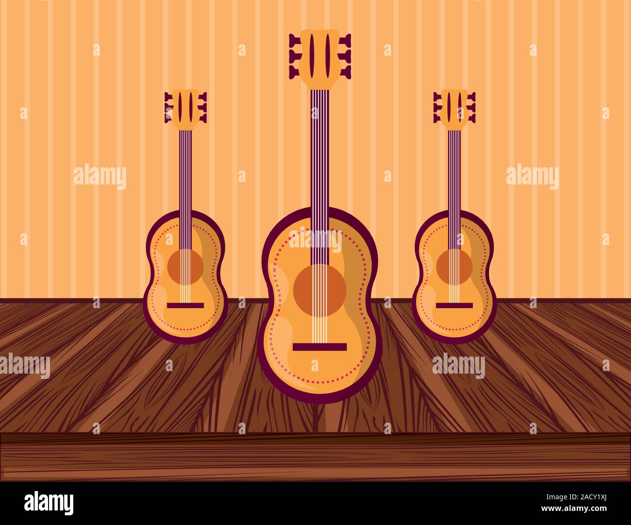 guitars musical instruments in table wooden Stock Vector Image & Art ...