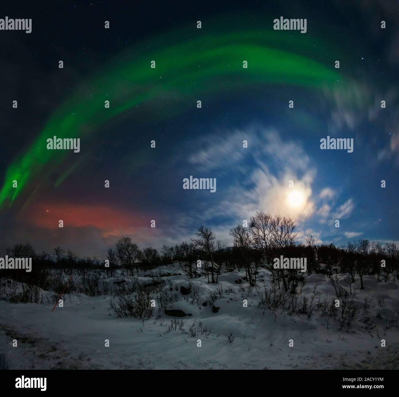 Aurora borealis. View of the aurora borealis (northern lights) and ...