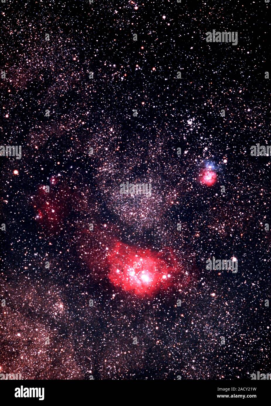 Nebulae in Sagittarius. View of nebulae in the constellation ...