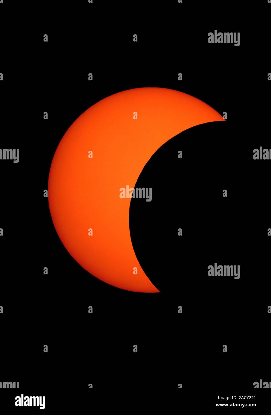 Partial solar eclipse. View of the Sun during a partial solar eclipse ...