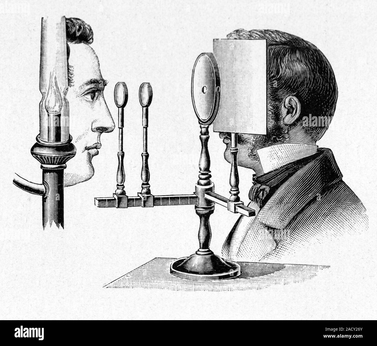 Helmholtz Ophthalmoscope. 19th Century artwork of an ophthalmoscope as ...