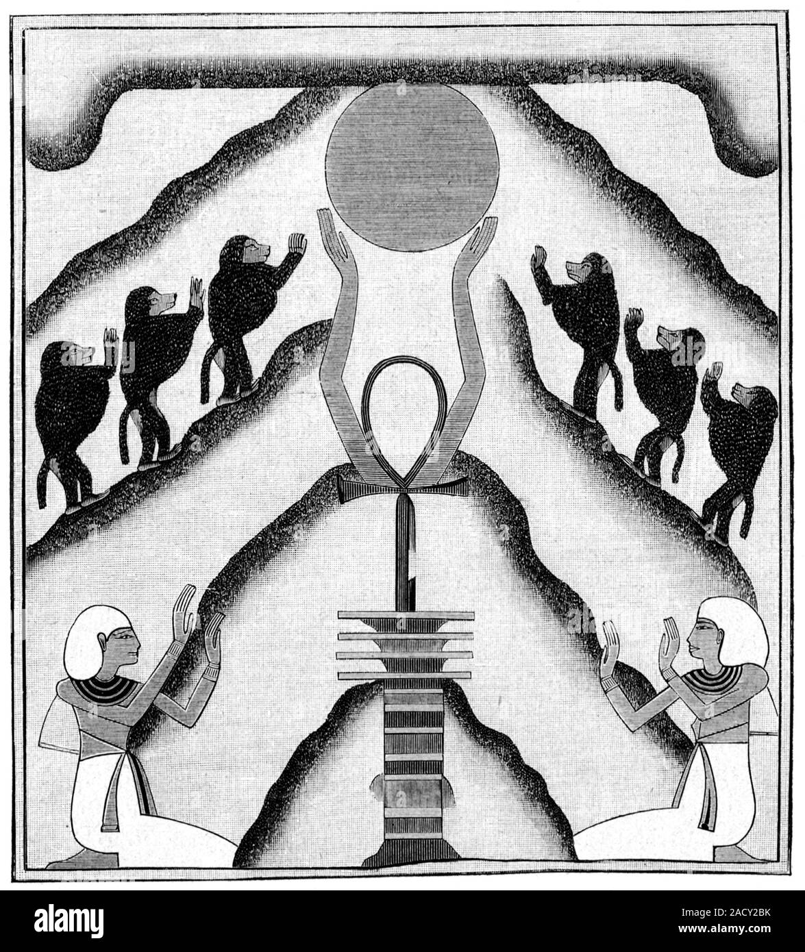 Sun worship, Ancient Egypt. Historical artwork of Ancient Egyptian ...