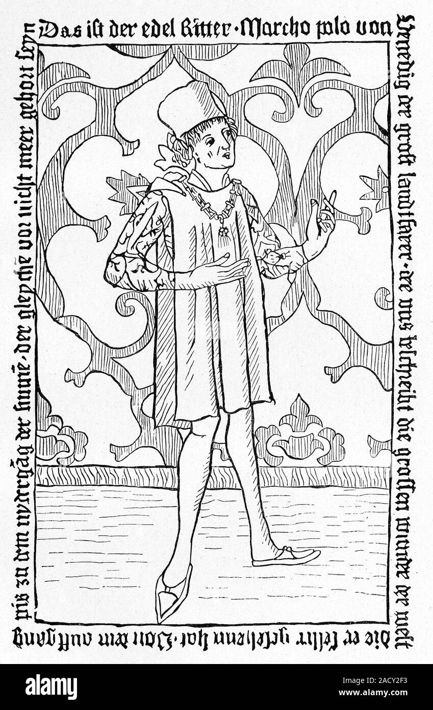 Marco Polo (1254-1324). 14th Century portrait of the Italian traveller ...