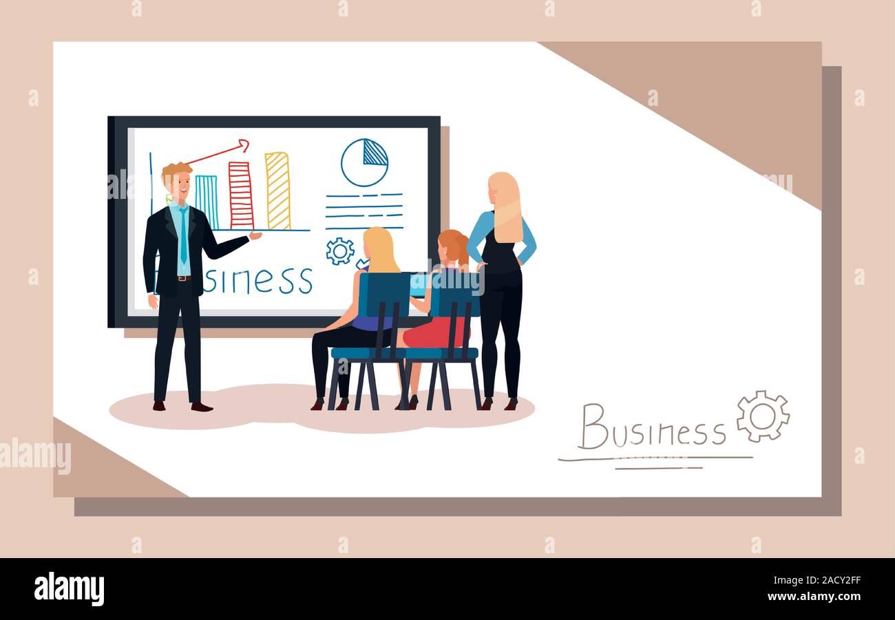 business people meeting with infographics presentation Stock Vector ...