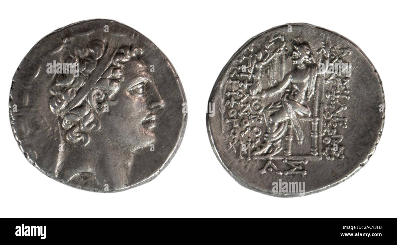 Antiochus IV Silver Tetradrachm coins 175-164 BC with head of Antiochus ...