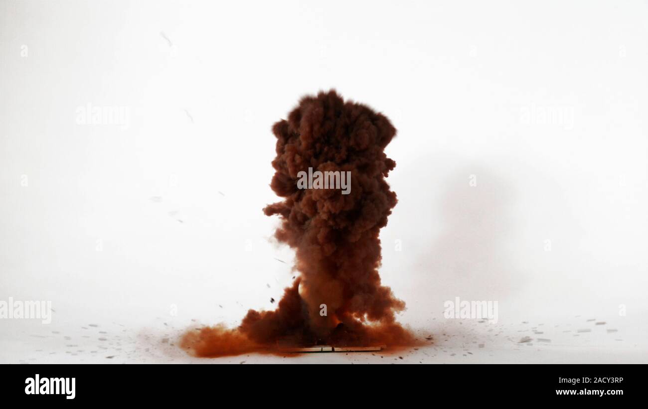 Nitrogen triiodide detonating (3 of 4) as a balloon is dropped onto it ...