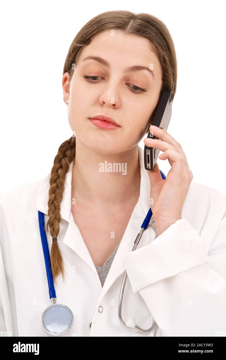 Doctor with stethoscope and mobile phone Stock Photo - Alamy