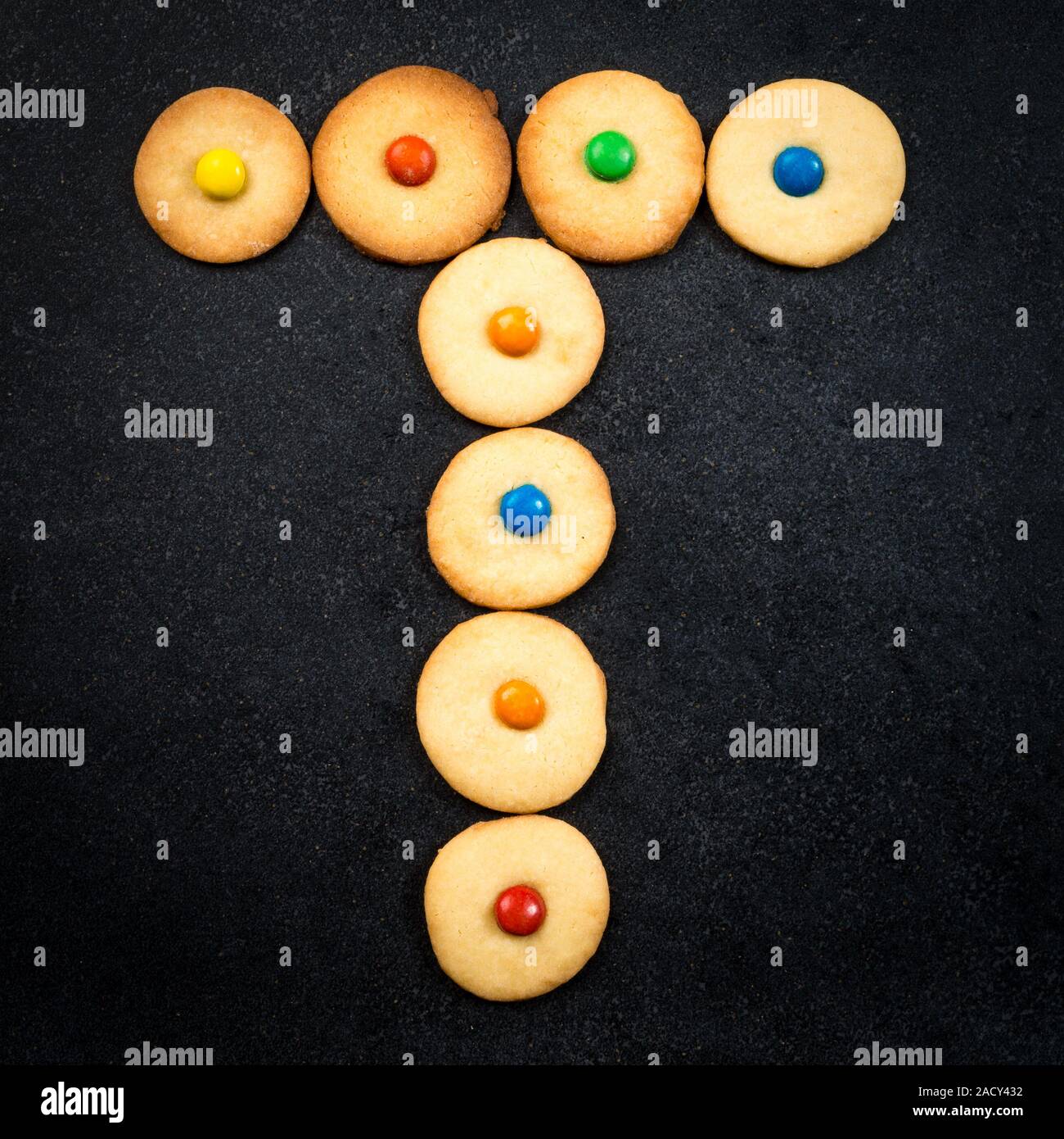 Homemade child cookies - T letter of the alphabet Stock Photo - Alamy