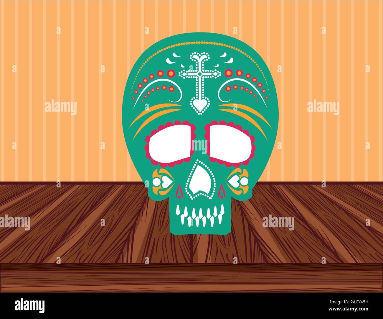 Skull on table Stock Vector Images - Alamy