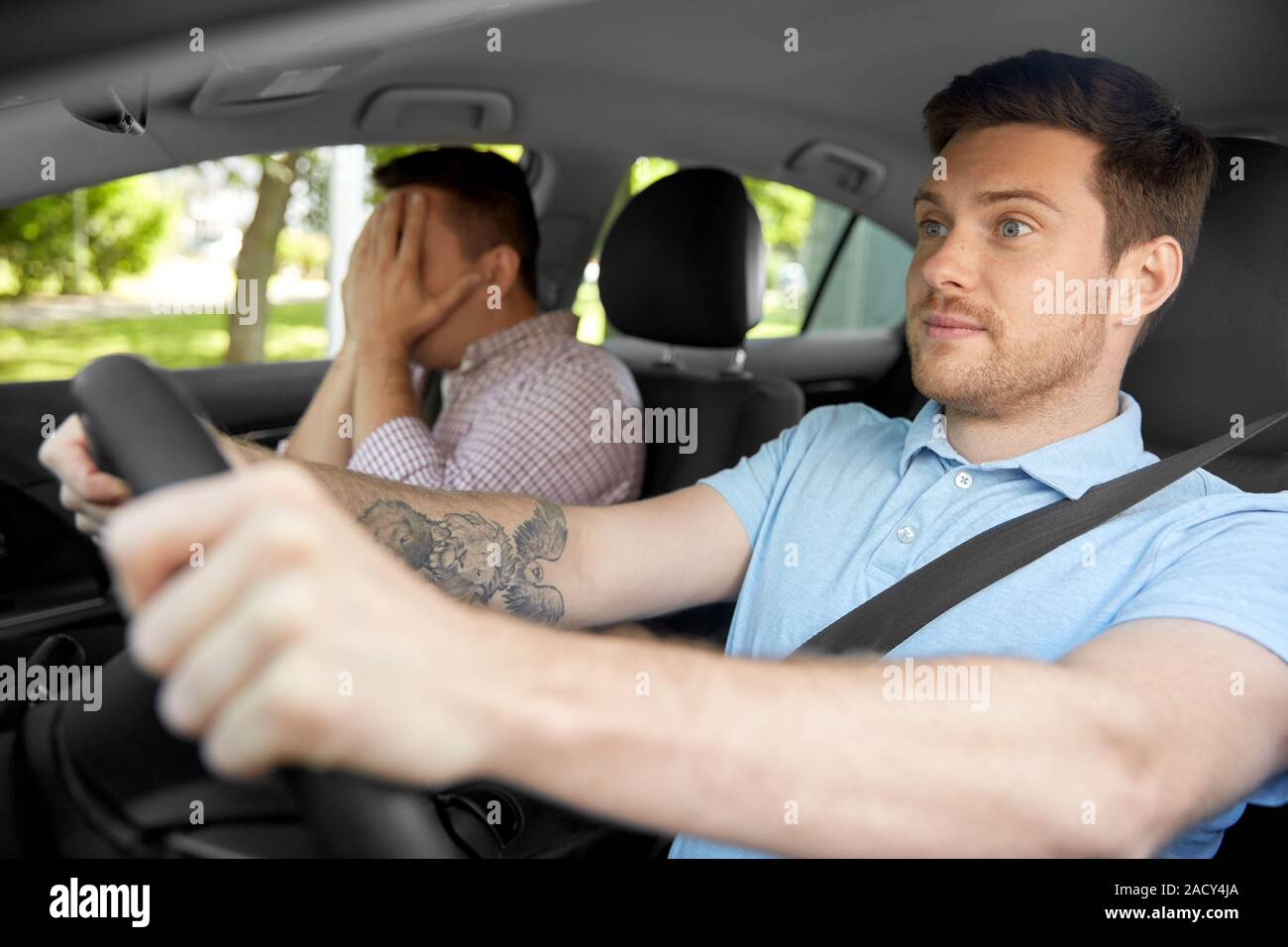 accident, emotion and fear concept - scared car driving school ...