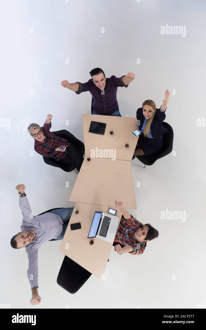 aerial view of Business people group on meeting Stock Photo - Alamy