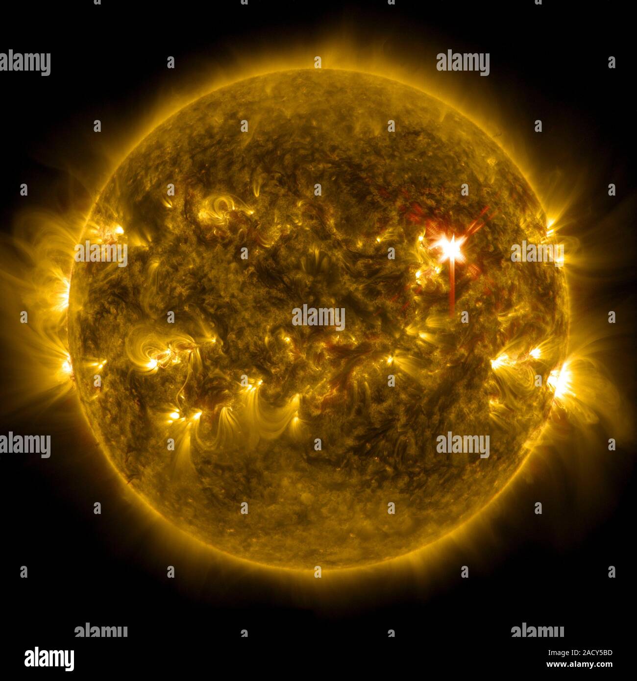 Sun and X1 solar flare. Composite ultraviolet image from the Solar ...