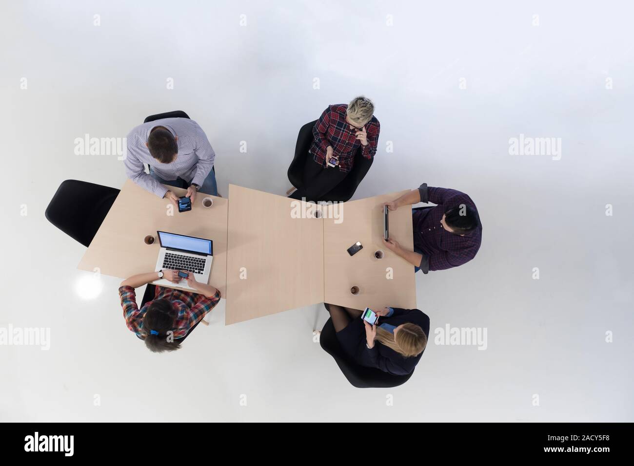 aerial view of Business people group on meeting Stock Photo - Alamy