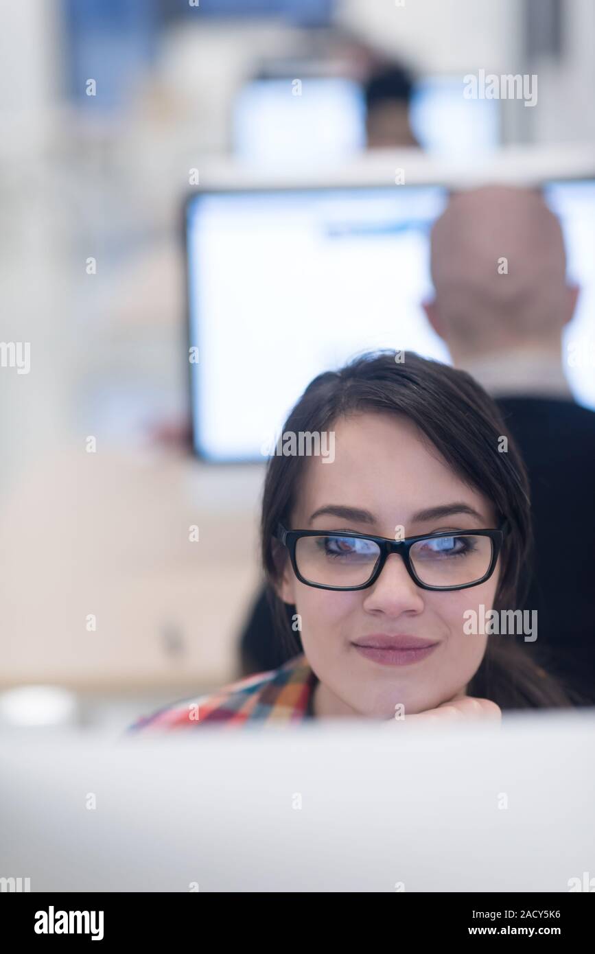 startup business, woman working on desktop computer Stock Photo - Alamy