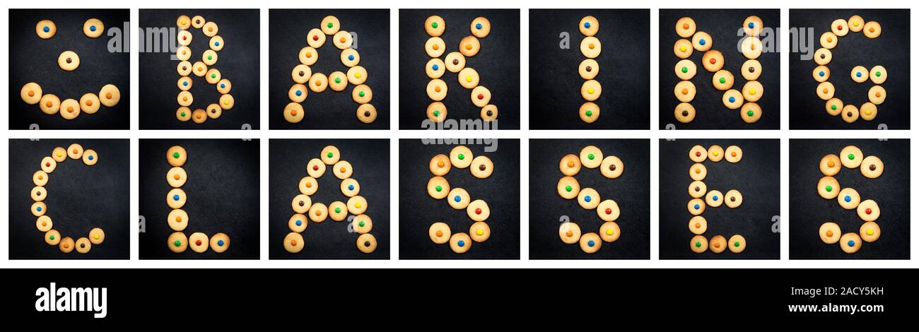 Collage of the uppercase letter - words BAKING CLASSES . Alphabet ...