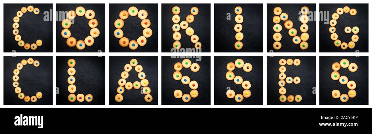 Collage of the uppercase letter - words COOKING CLASSES . Alphabet ...