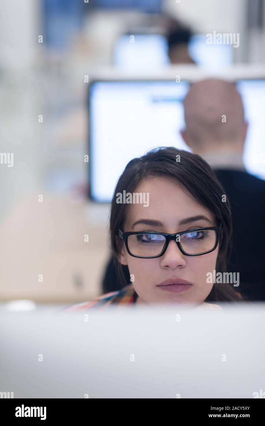 startup business, woman working on desktop computer Stock Photo - Alamy